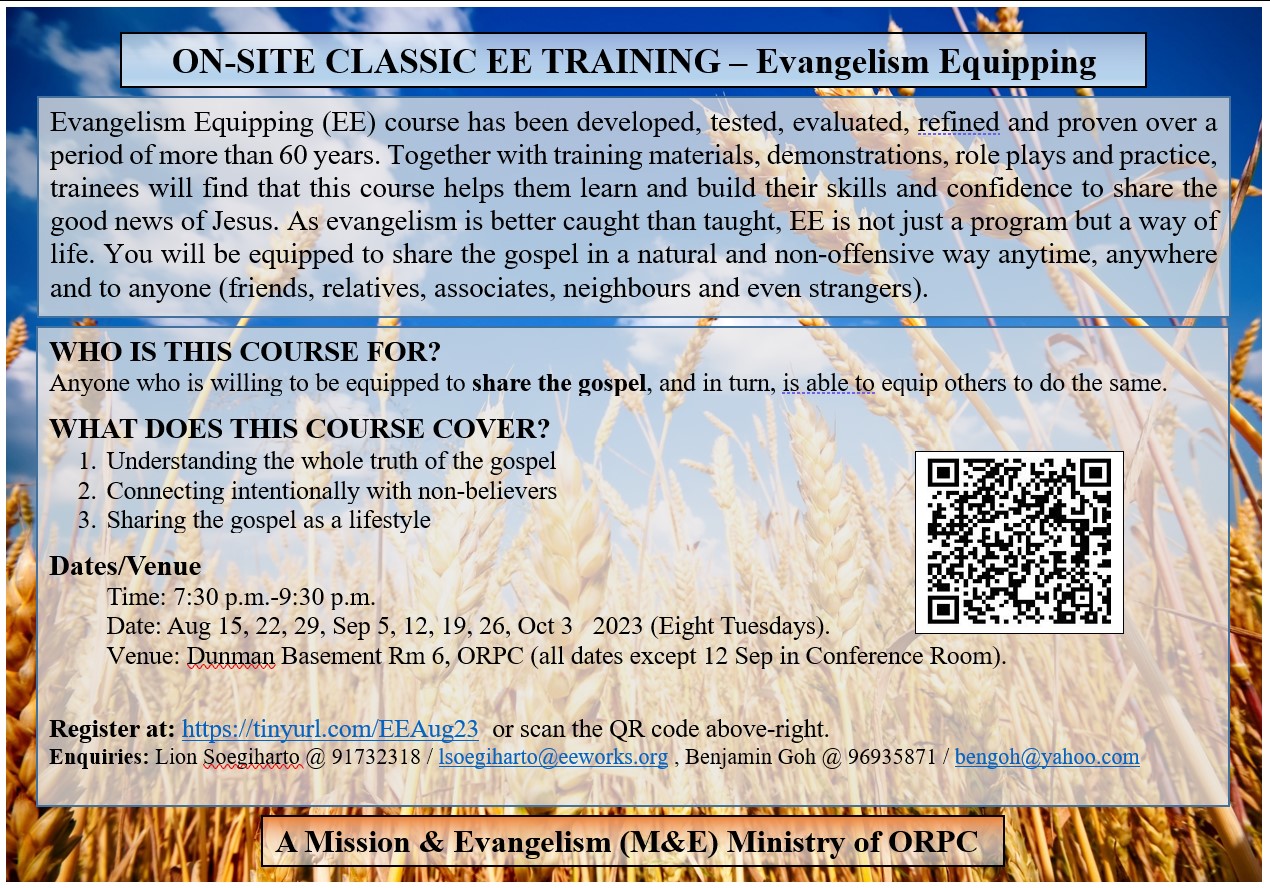 Classic Evangelism Equipping (EE) Training - Orchard Road Presbyterian Church