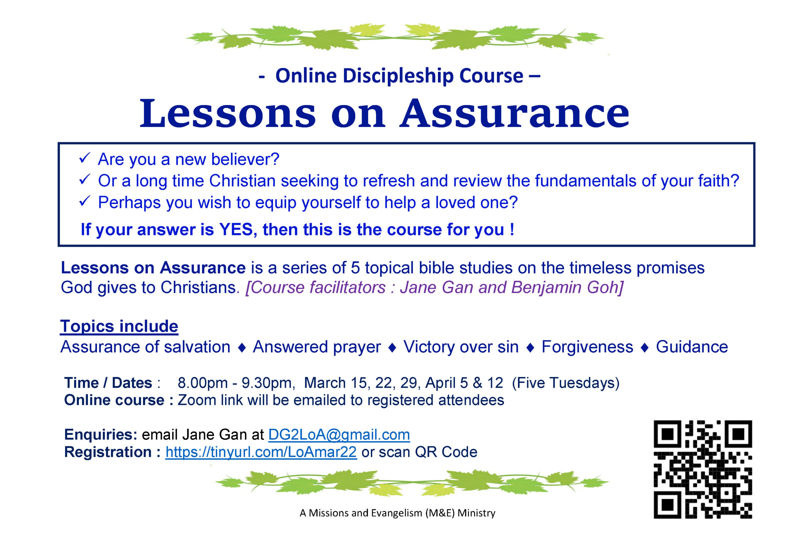 Lessons on Assurance - Orchard Road Presbyterian Church