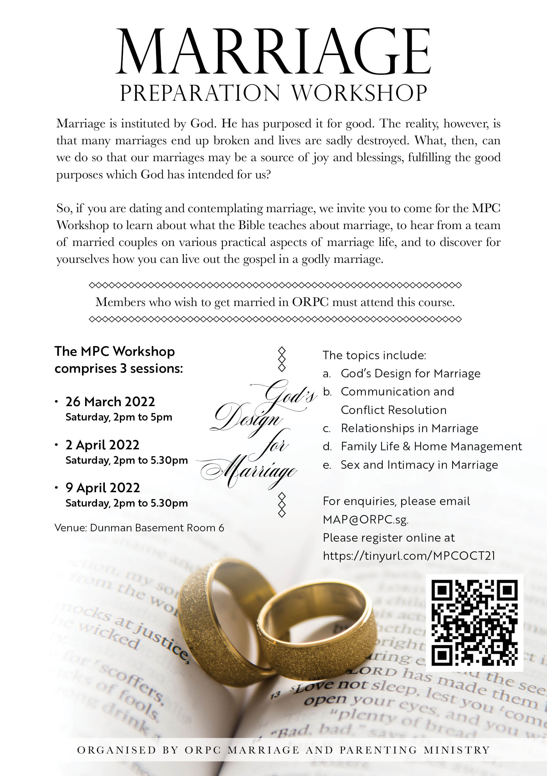 Marriage Preparation Workshop - Orchard Road Presbyterian Church
